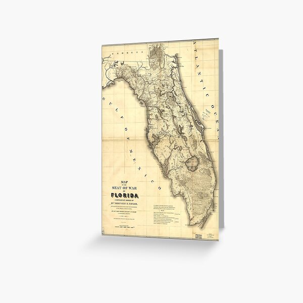 "Map of Florida during the Second Seminole War (1839)" Greeting Card by ...