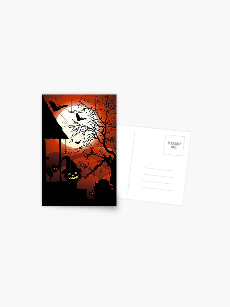 "Halloween on Bloody Moonlight Nightmare" Postcard for Sale by ...
