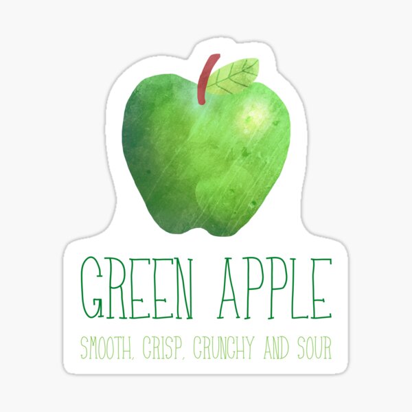 "Crunchy Green Sour Apple, fruit" Sticker for Sale by GigiPeachStudio ...