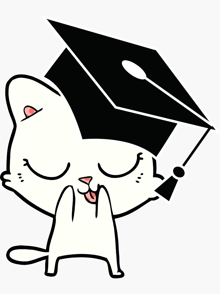 "Cute graduated cat" Sticker for Sale by Coffeehut92 | Redbubble