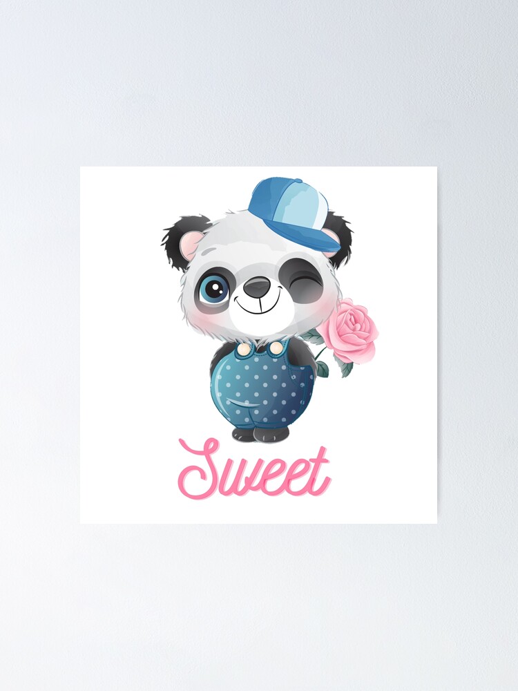 "Happy little panda.Sweet" Poster for Sale by Fufustyle | Redbubble