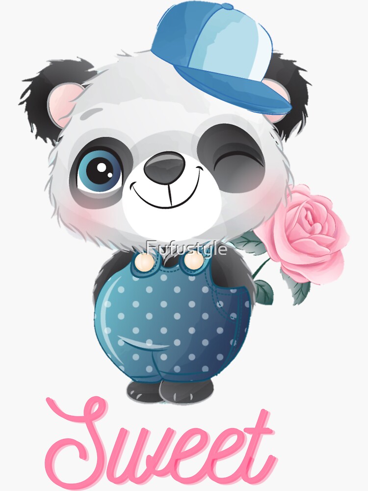 "Happy little panda.Sweet" Sticker for Sale by Fufustyle | Redbubble