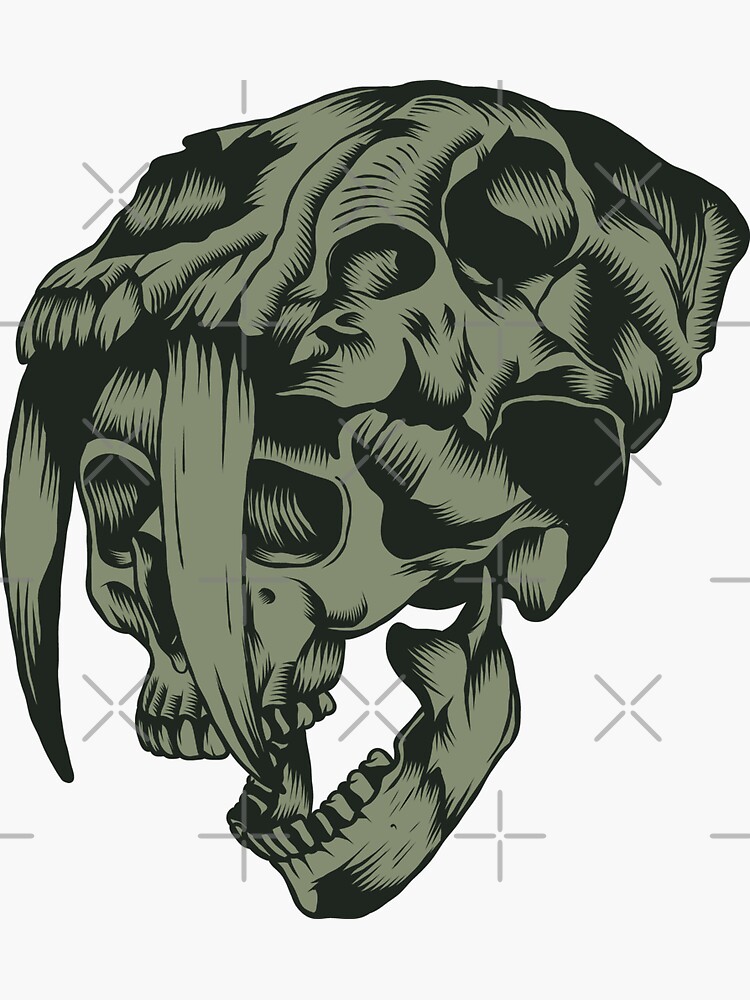 "illustration of beast skull and human skull design" Sticker for Sale ...