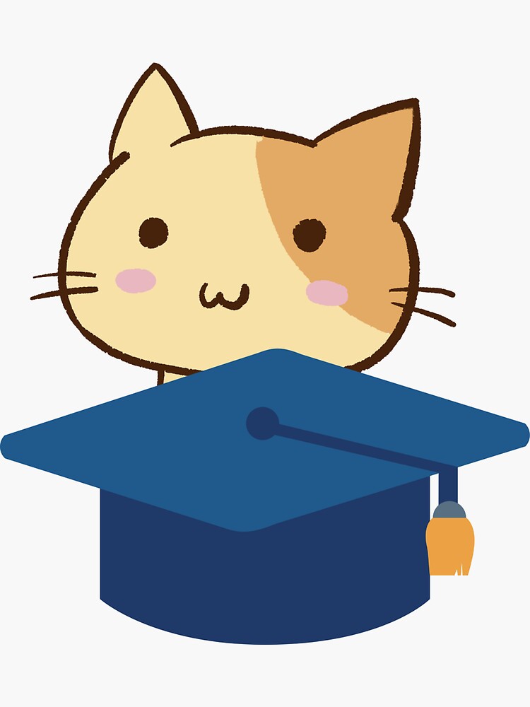 "Cute Graduated cat Behind the Hat" Sticker for Sale by Coffeehut92 ...