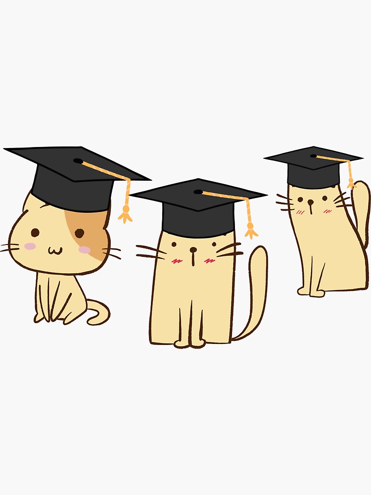 "Three Cute Graduated cats" Sticker for Sale by Coffeehut92 | Redbubble