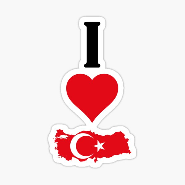 "I Love Turkey Vertical I Heart Turkish Flag Map" Sticker for Sale by ...