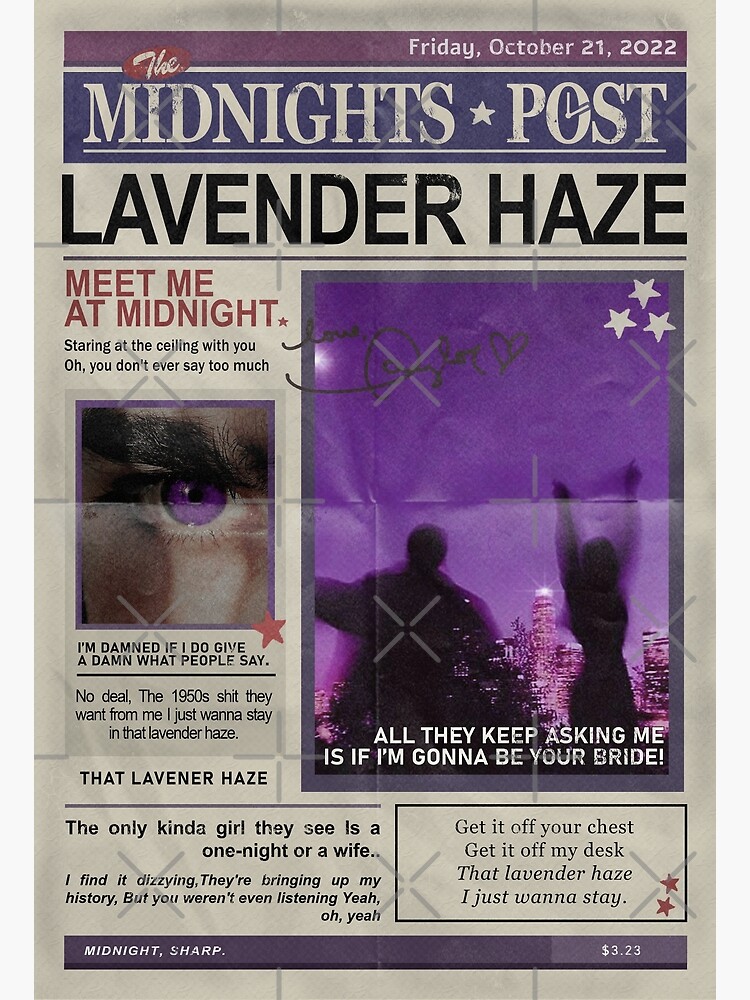 "Stay, In That Lavender Haze Newspaper " Poster for Sale by ...