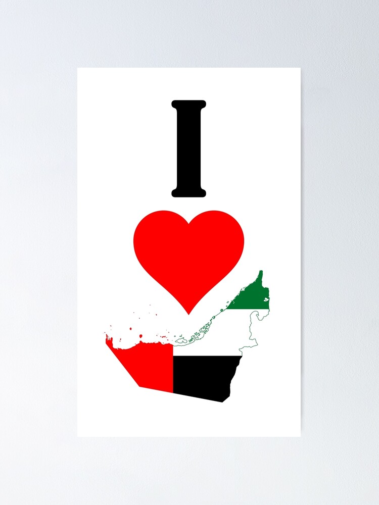 "I Love UAE Vertical I Heart United Arab Emirates Flag Map" Poster for ...