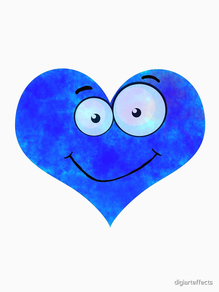 "Blue Heart Smiley Face" T-shirt for Sale by digiarteffects | Redbubble ...