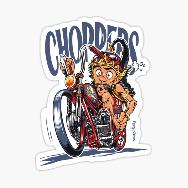 "Funny Biker Riding A Motorcycle Choppers" Sticker for Sale by ...