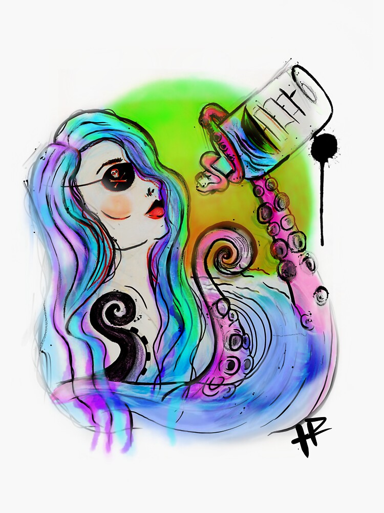 "Sea Creature, sea siren, mermaid, pop art, octopus, pirate, ship, ship ...