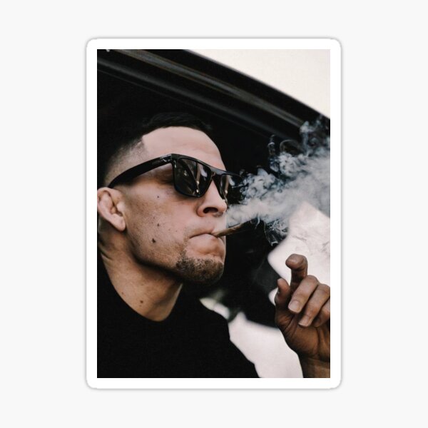 "Nate Diaz UFC Cool Smoking Nate Diaz Bloody Nate Diaz" Sticker for ...