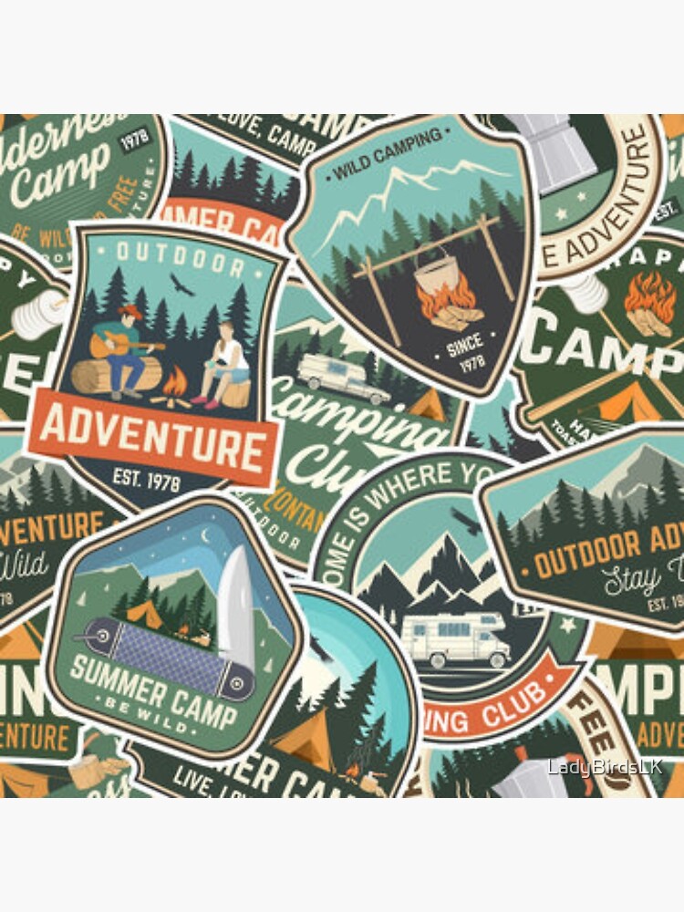 "Adventure Camp Wild Camping Sticker set Illustration" Poster for Sale ...