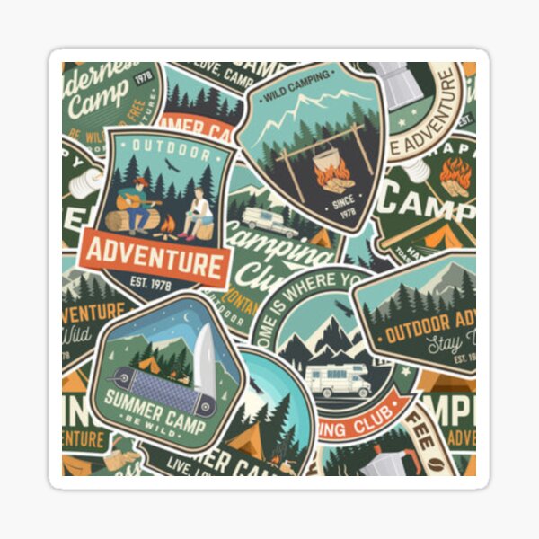 "Adventure Camp Wild Camping Sticker set Illustration" Sticker for Sale ...