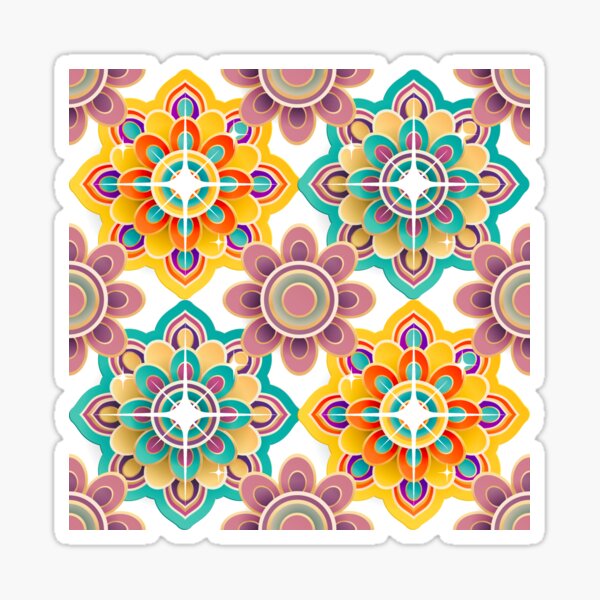 "Moroccan inspired repeating floral tile pattern in muted colors" Sticker for Sale by ditzy ...