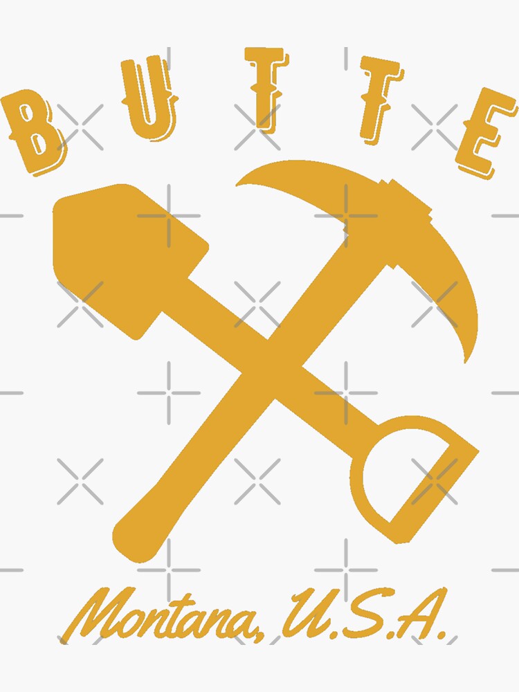 "Retro Butte Montana Mining - Gold" Sticker for Sale by WesternLocales ...