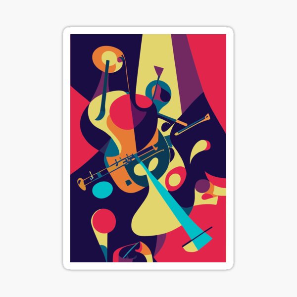 "Jazz Music Abstract Retro 20s Hip Guitar Trumpet" Sticker for Sale by ...