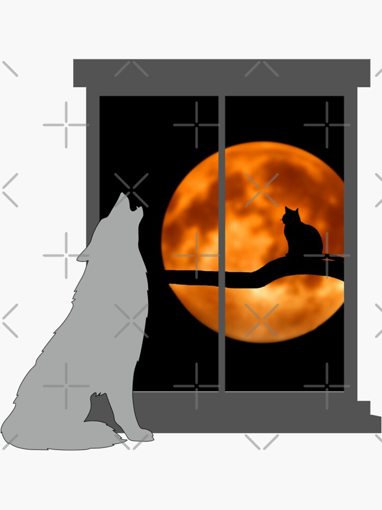 "Wolf, cat and full moon" Sticker for Sale by LaylaEvans1 | Redbubble