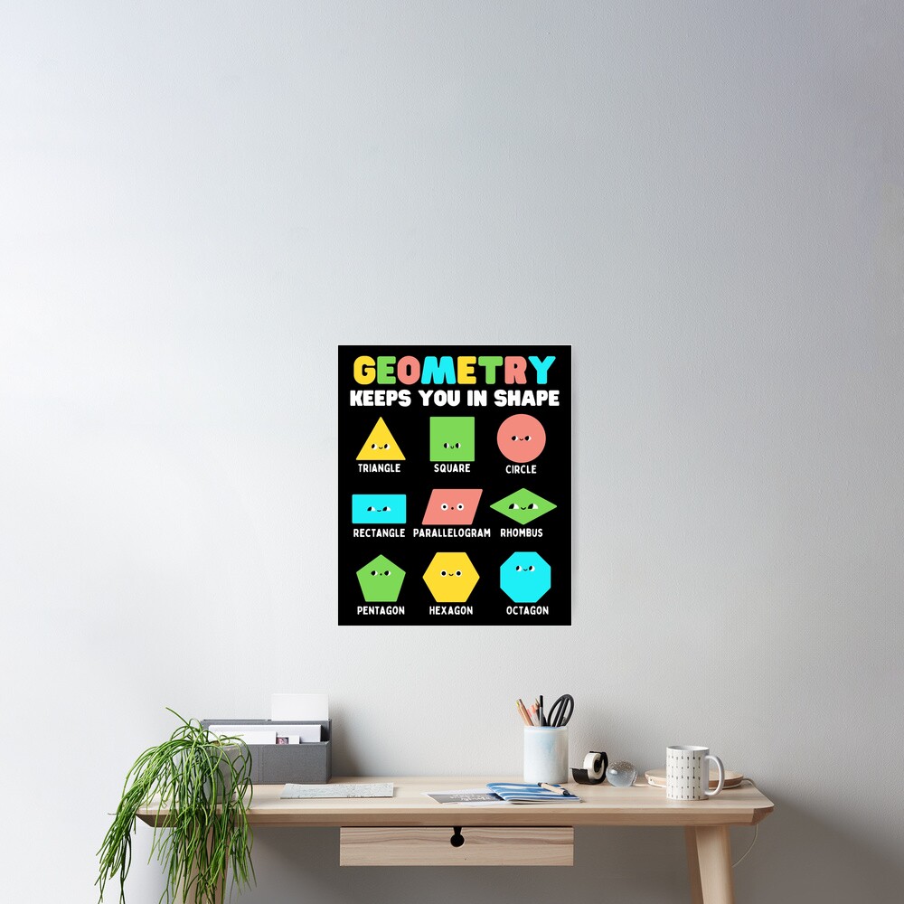 "Geometry Keeps You In Shape Cute Cartoon Faces" Poster for Sale by ...