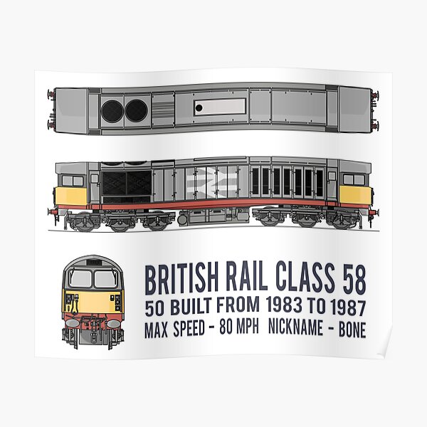 "British Rail Class 58 Train Bone Locomotive Diagrams Gift" Poster for ...