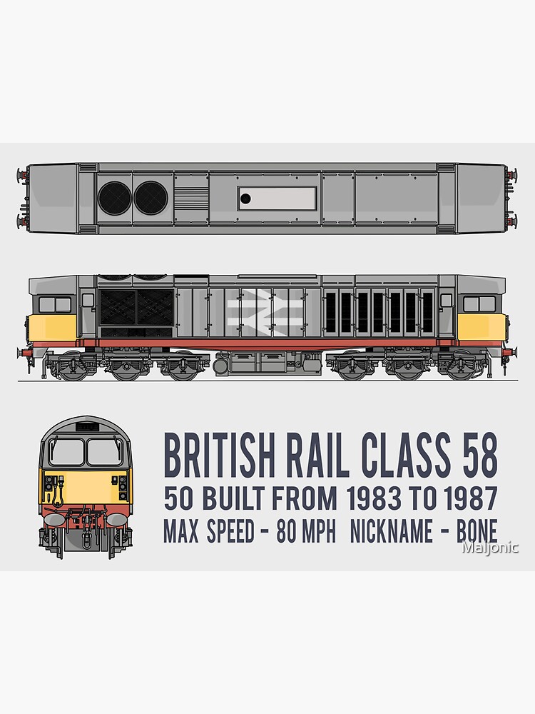 "British Rail Class 58 Train Bone Locomotive Diagrams Gift" Sticker for Sale by Maljonic | Redbubble