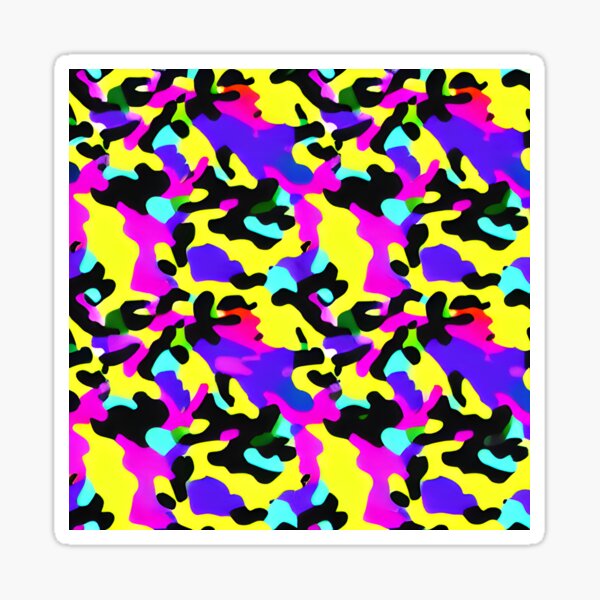 "Neon Bright Colorful Camo Pattern" Sticker for Sale by winterswinner ...