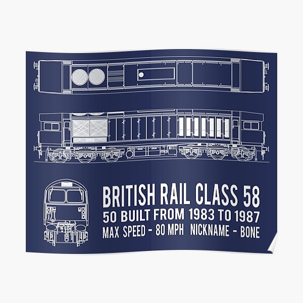 "British Rail Class 58 Train Bone Locomotive Blueprint Diagrams Gift ...