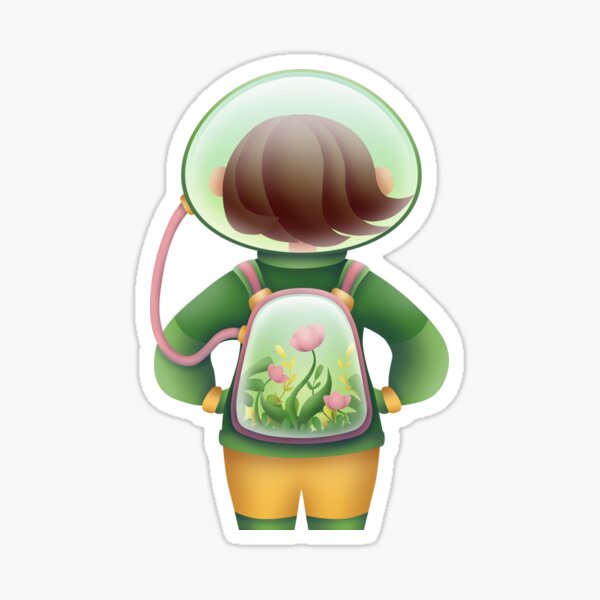 "Woman in a spacesuit with a backpack of plants breathes fresh air ...