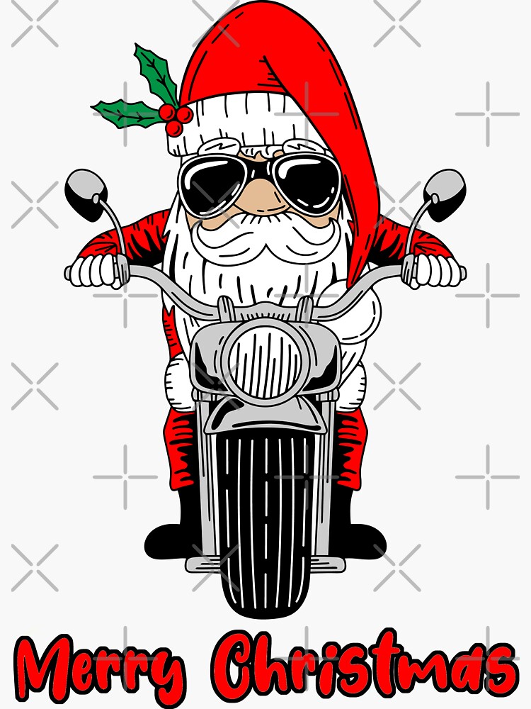 "Santa Claus Biker Funny Motorcycle Christmas HO HO HO Chopper Rider ...