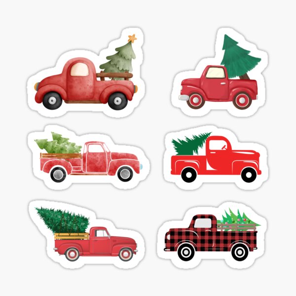"Christmas Tree in a Red Truck Sticker Pack" Sticker for Sale by ...
