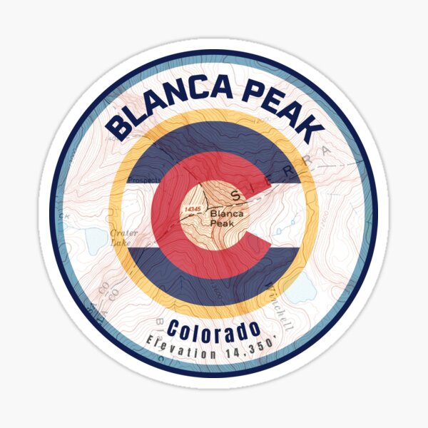"Colorado Mountain Map Blue Border - Blanca Peak" Sticker for Sale by ...