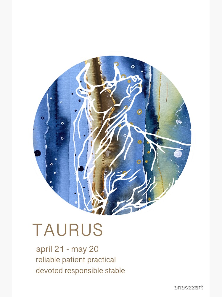"Watercolor blue taurus, abstract, zodiac sign" Sticker for Sale by ...