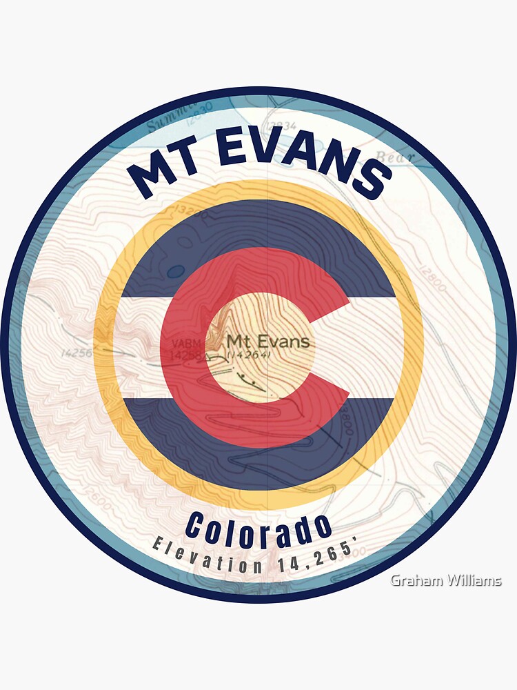"Colorado Mountain Map Blue Border - Mt Evans" Sticker for Sale by ...