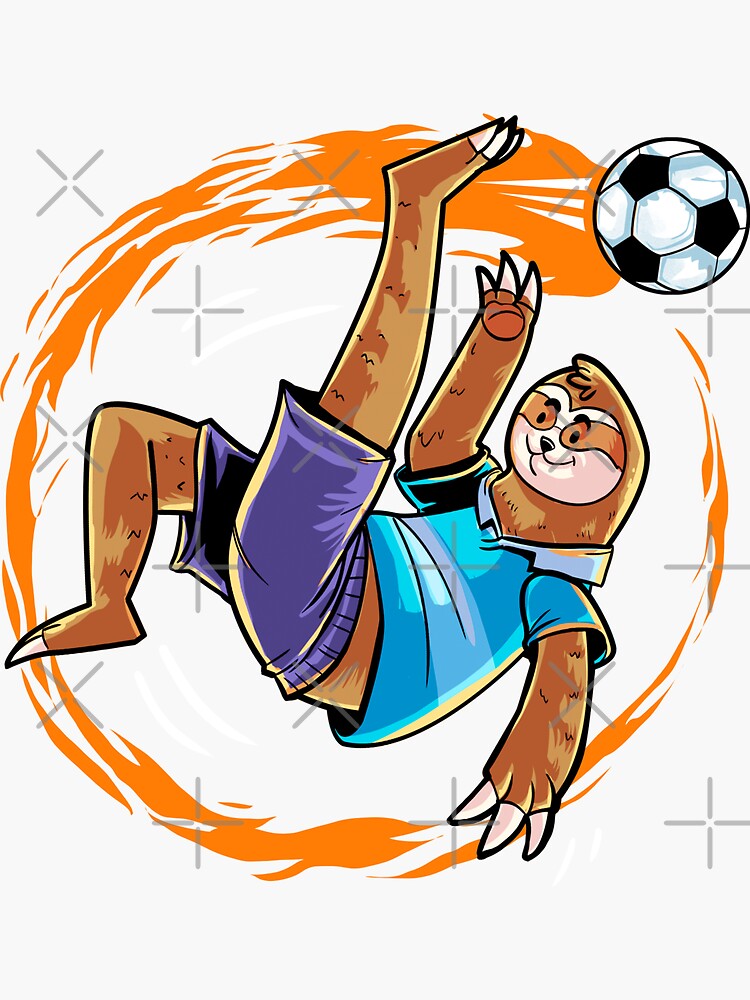 "Funny Sloth Soccer Player Bicycle kick Football Lover" Sticker for ...