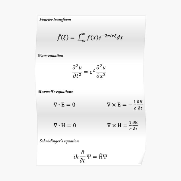 "Seven Equations That Rule Your World" Poster for Sale by ScienceCorner ...