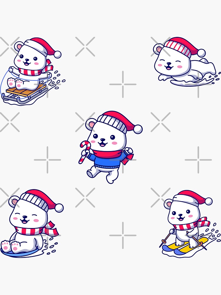 "cute polar bear christmas sticker set" Sticker for Sale by Animster ...