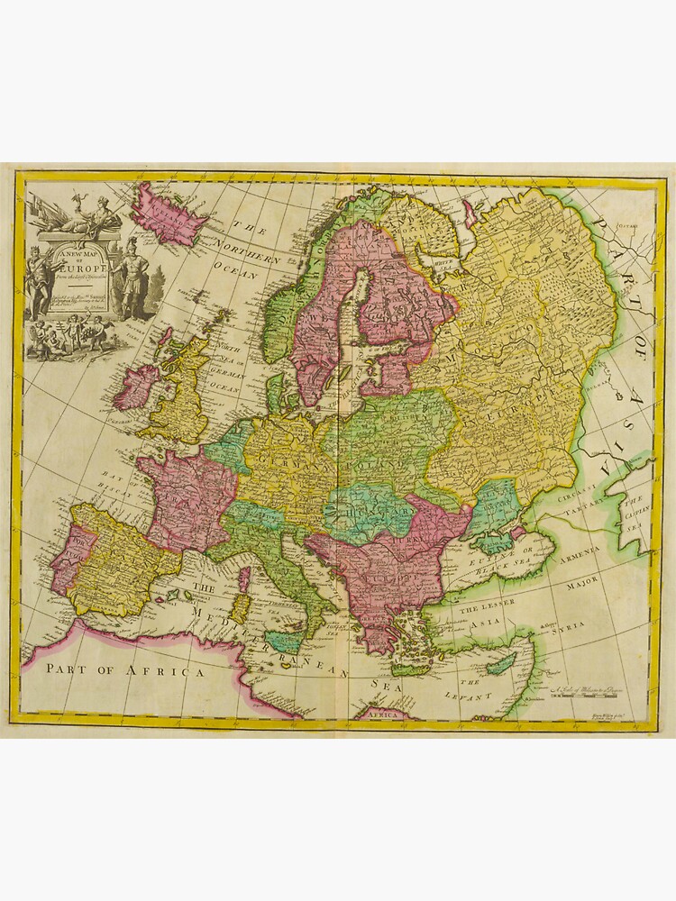 "Vintage European Map (1721) " Sticker for Sale by Nimsdesign | Redbubble