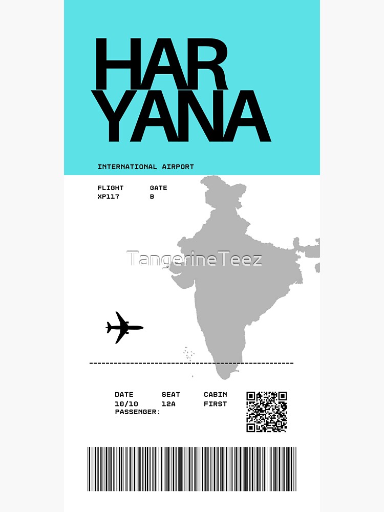 "Boarding Pass Haryana India" Sticker for Sale by TangerineTeez | Redbubble