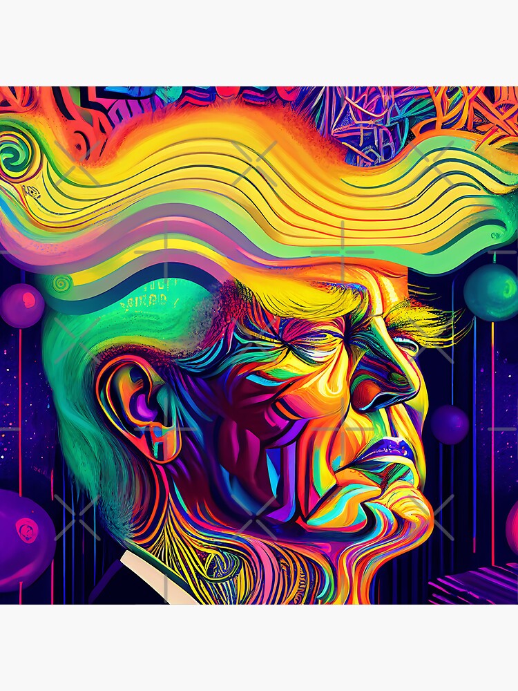 "Psychedelic Donald Trump" Sticker for Sale by MrNeuron | Redbubble