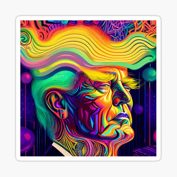 "Psychedelic Donald Trump" Sticker for Sale by MrNeuron | Redbubble
