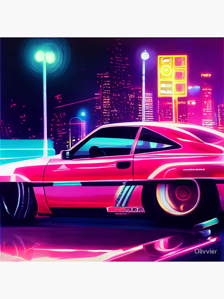 "Synthwave Car" Sticker for Sale by Olivvier | Redbubble