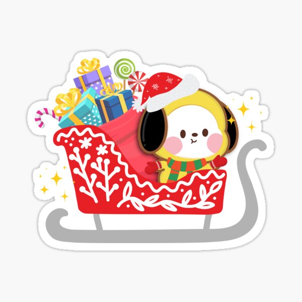 "BTS Christmas - Cute BTS cartoon character Jimin biased - Santa on a ...