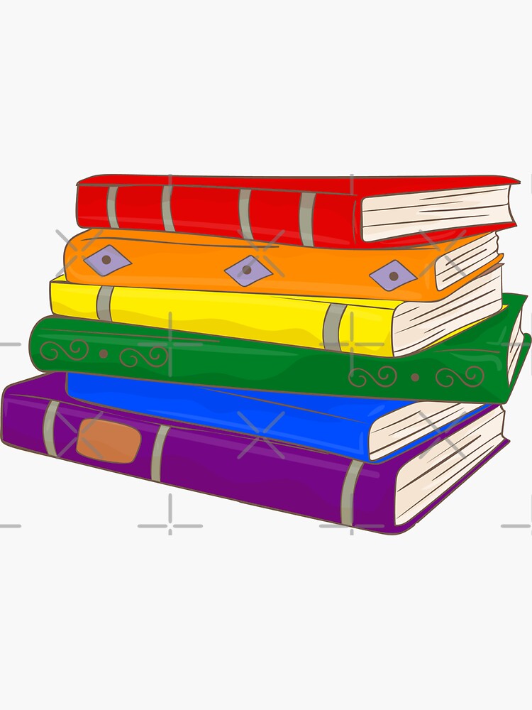 "LGBTQ+ Bookstack, Subtle Pride Bookstack-Bisexual" Sticker for Sale by zackup | Redbubble