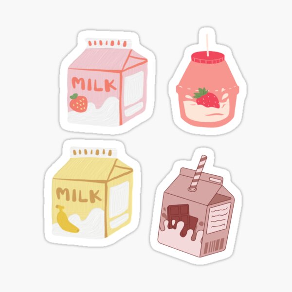 "kawaii milk" Sticker for Sale by jeiddesigns | Redbubble