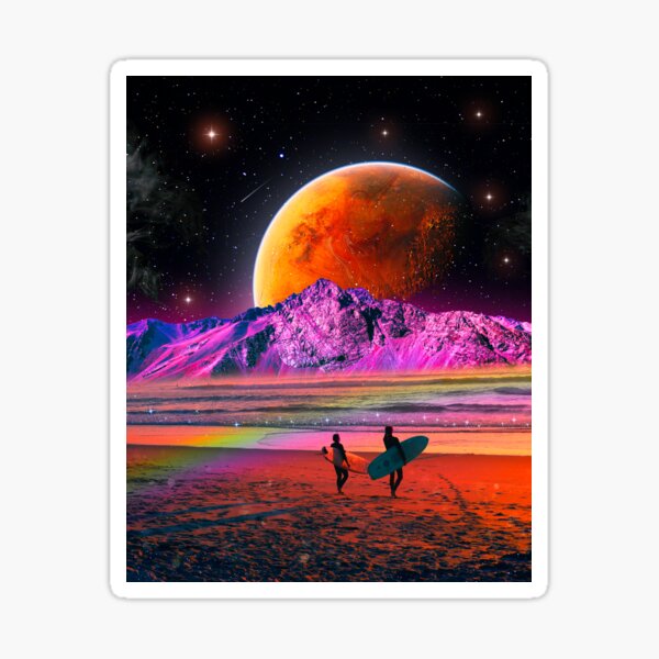 "Ride the rainbow wave" Sticker for Sale by Moonquestart | Redbubble