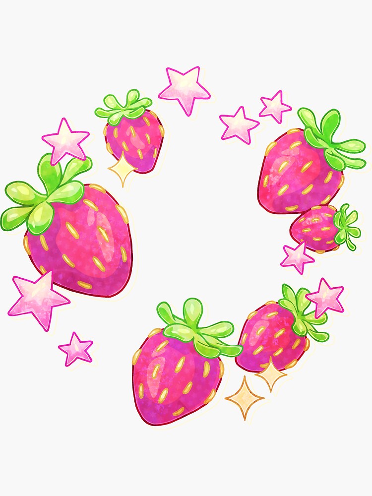 "Strawberry Stars" Sticker for Sale by Parallel-Shore | Redbubble