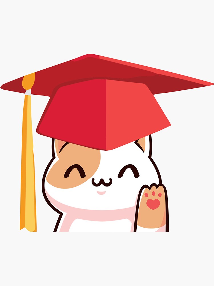 "Cute graduated lady cat " Sticker for Sale by Coffeehut92 | Redbubble