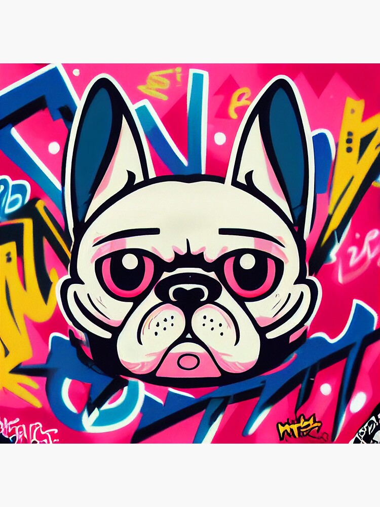 "Chibi French Bulldog Puppy Street Art" Sticker for Sale by ...