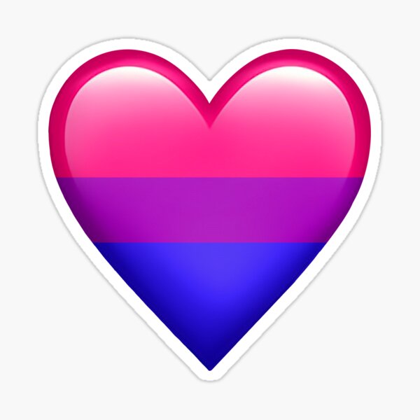 "bisexual pride heart emoji" Sticker for Sale by bees-illustrate ...