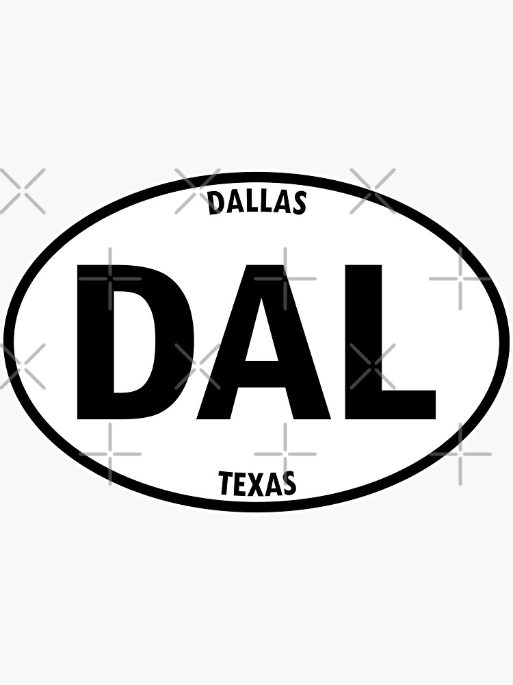 "DAL - Dallas, Texas Oval Travel Sticker" Sticker for Sale by BBTravels ...